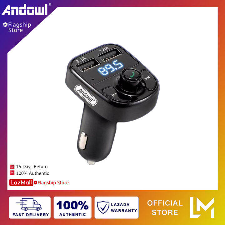 🛡️ ANDOWL PHILIPPINES Q-T106 Bluetooth Car Kit Wireless FM Transmitter ...