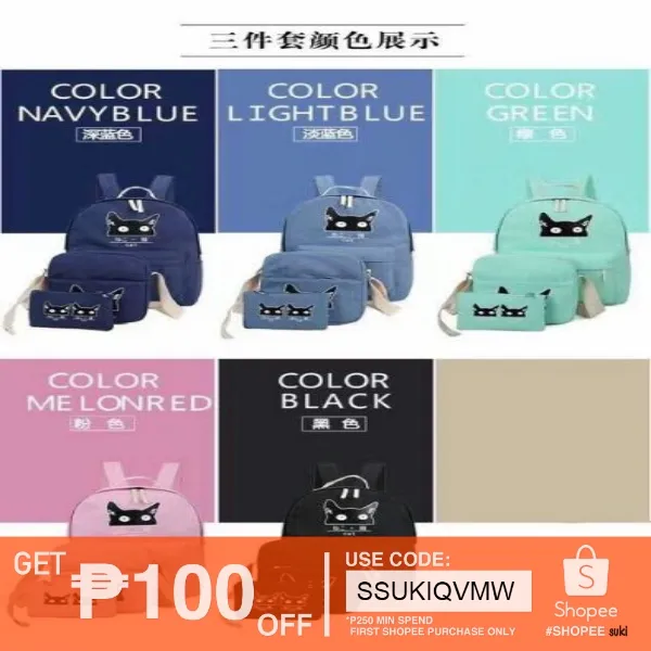 Cat Design Backpack with Sling Pouch Bag Set 3in1 | Lazada PH