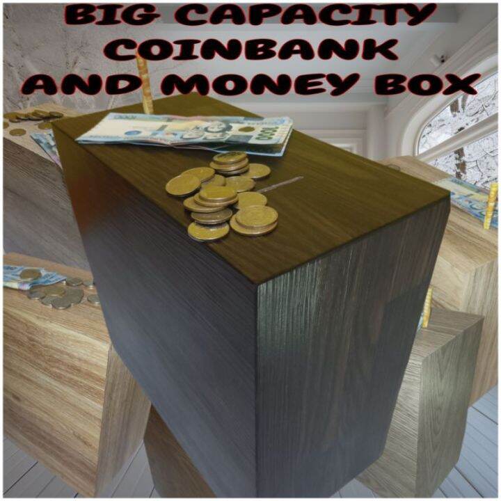 Coin Bank And Money Box in one, BIG CAPACITY ALKANSYA, , WOOD TYPE ...