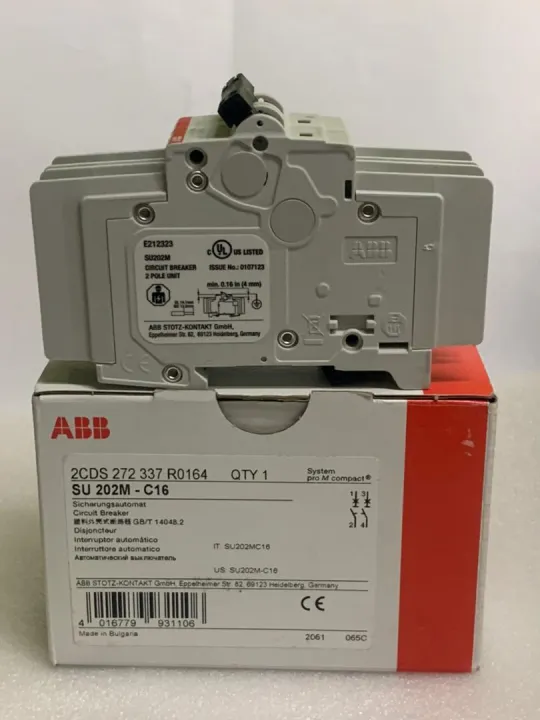 Miniature Circuit Breaker, Trip Curve C, 16 Amp, 2 Pole, UL489 2CDS272337R0164 ABB SU202M-C16 ...