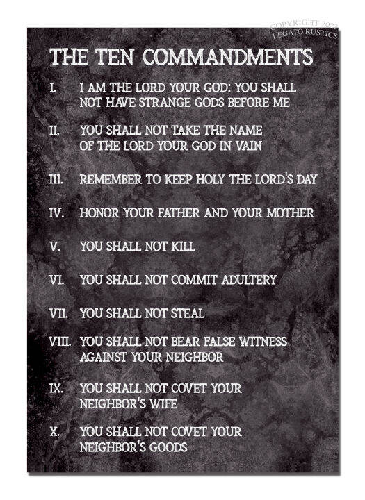 10 Ten Commandments Bible Verse Retro Vintage Wall Décor 28 cm x 41 cm ...