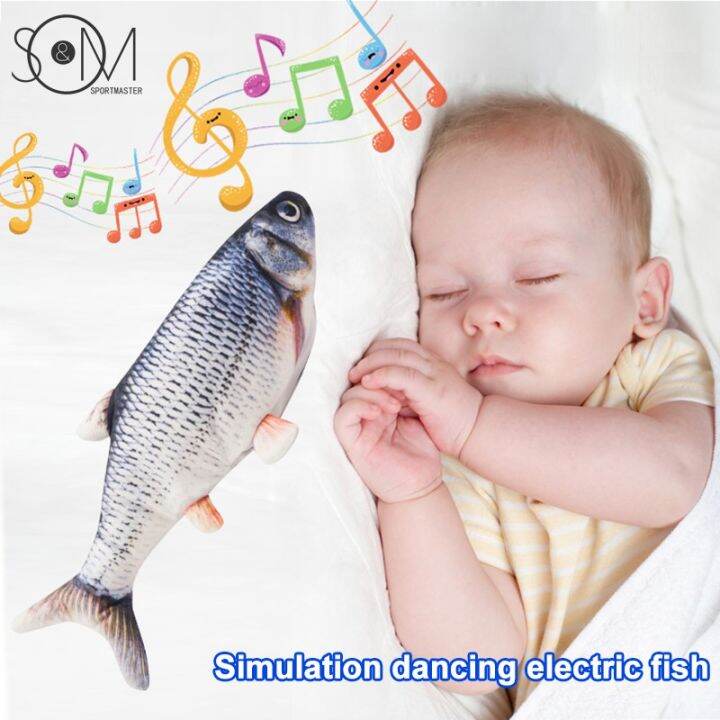 WA37N Ready Stock Flopping Fish Moving Fish Plush Toy With Light and ...