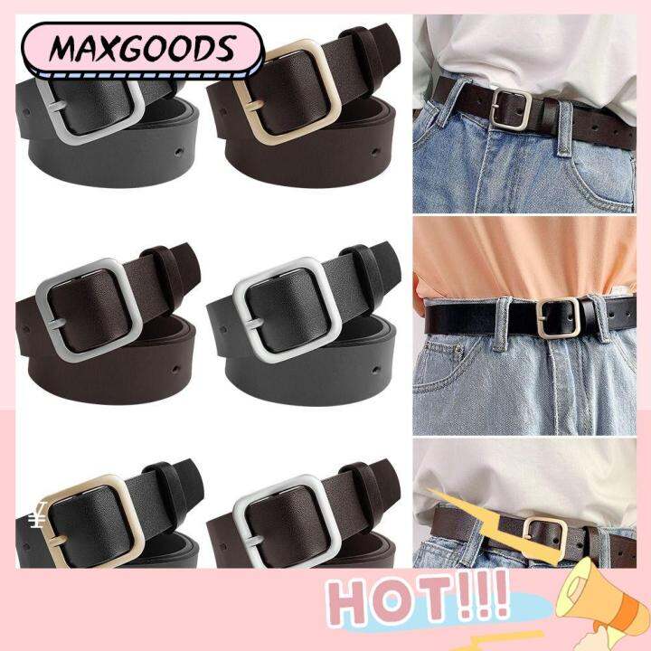 MAXG ดีไซน์แบรนด์สุดหรูแฟชั่นผู้หญิงลำลองเข็มขัดรัดเอวพินสี่เหลี่ยมสาย ...
