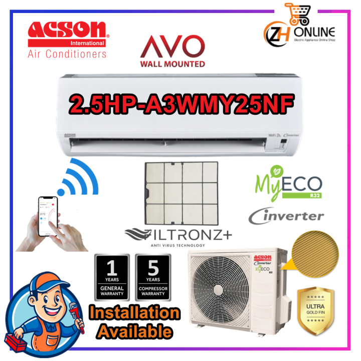R32 ACSON WIFI INVERTER 2.5HP A3WMY25NF With Wifi MY CONTROL MyEco ...