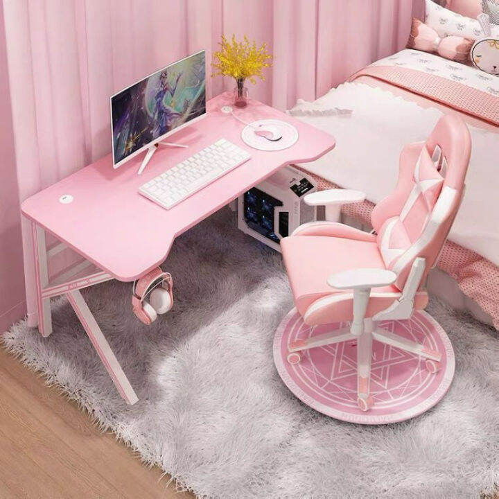 Pink Gaming Desk Girls Study Desk Laptop Table Computer Table Chair ...
