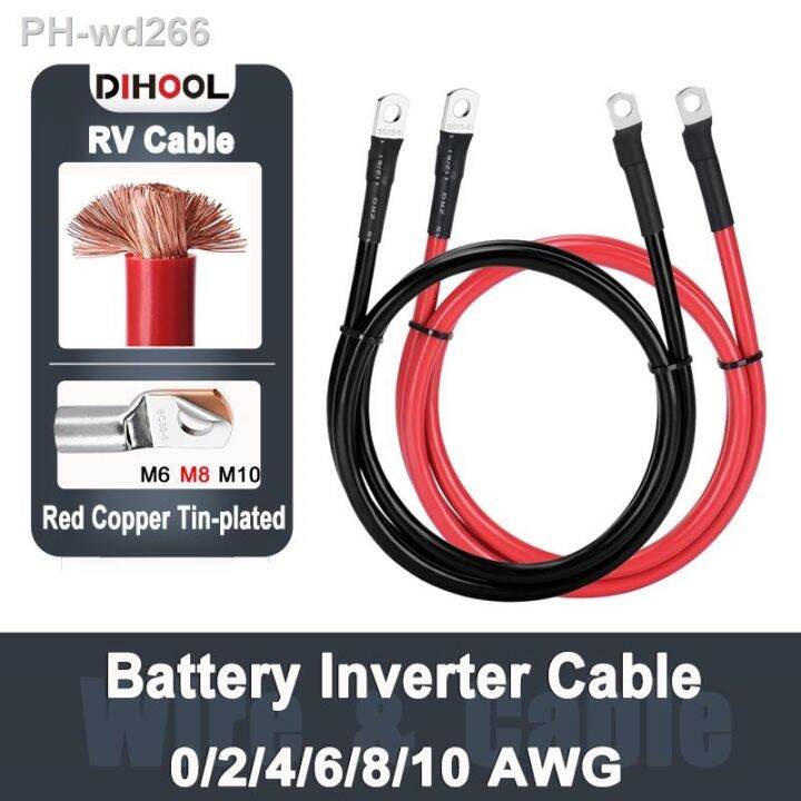 Battery Inverter Connection Cable Set with Terminals 8/6/4/2 AWG 10/16 ...