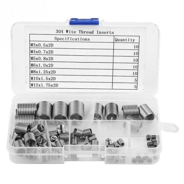 60Pcs/Set M3-M12 Screw Thread Inserts Stainless Steel Coiled Wire ...