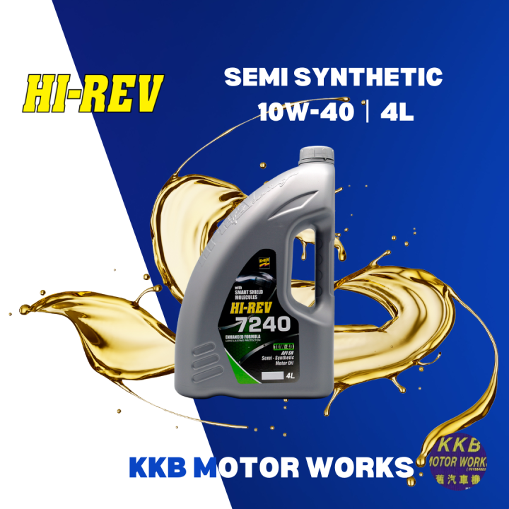 Hi-Rev 7240 Engine Oil Semi Synthetic 10W40 API SN (4L) [FREE GIFT PROVIDED] Minyak Hitam Kereta ...