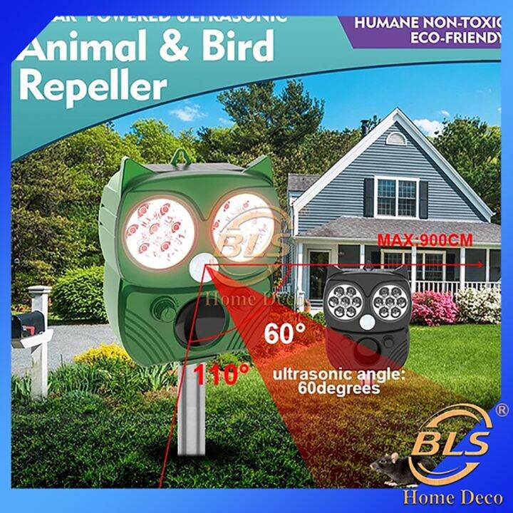 Solar Ultrasonic Animal & Bird Repeller Solar Sensor Garden Pest Chaser ...
