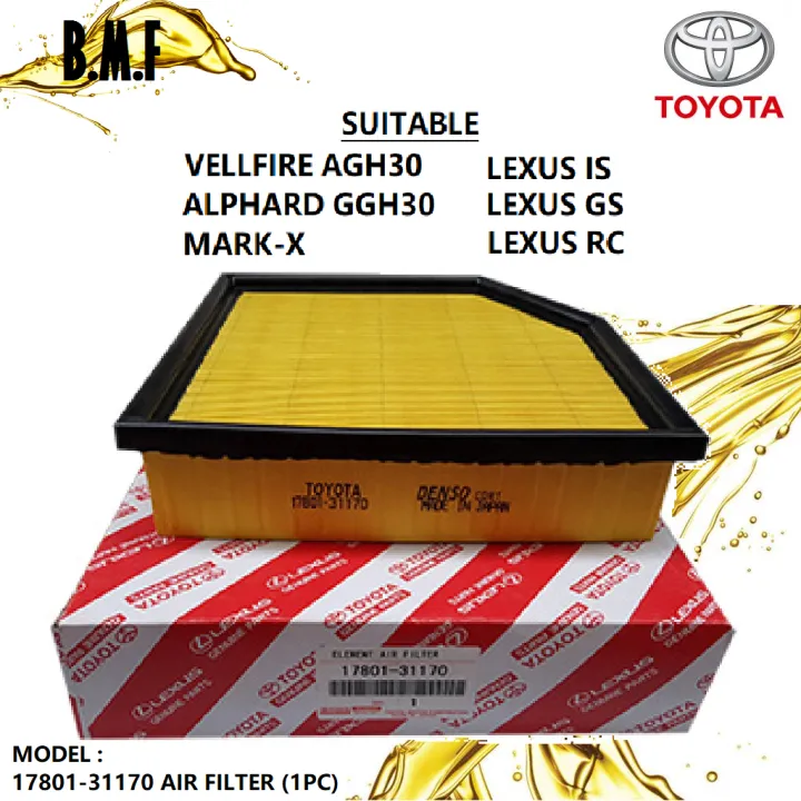 TOYOTA MARK X, VELLFIRE,ALPHARD AGH30,GGH30 AIR FILTER 17801-31170/ ...