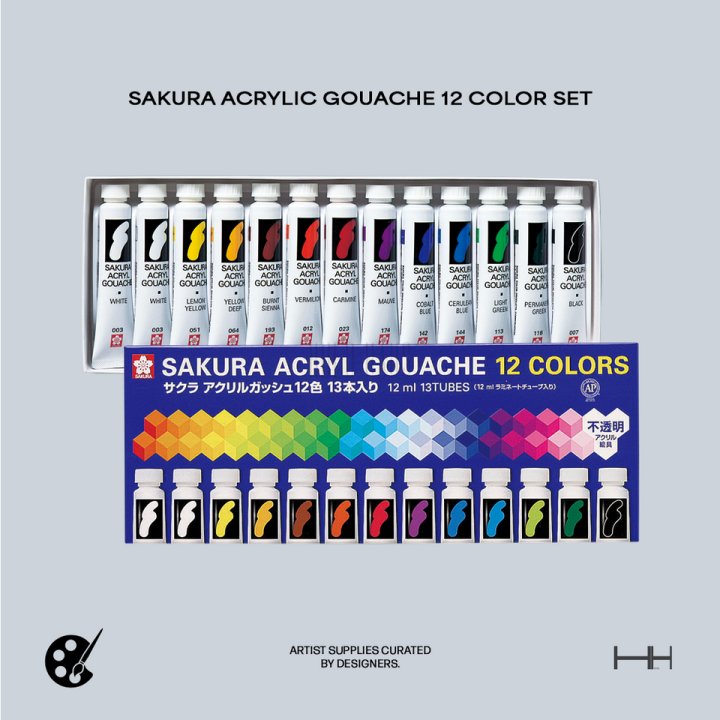 Sakura Acrylic Gouache 12 Color Set | Lazada PH