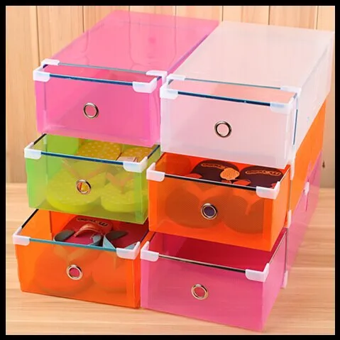 Candy Color 5pcs Shoe Box drawer Multi Plastic Foldable ShoeBox Storage ...