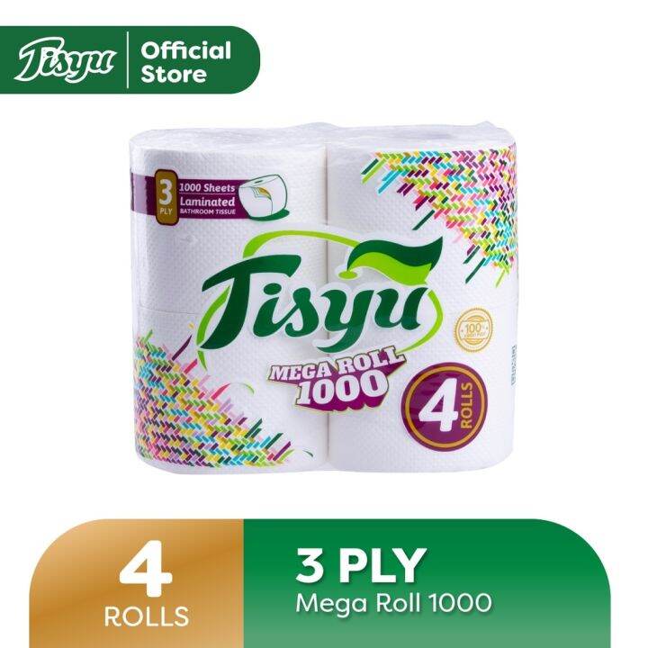 Tisyu Mega Roll 3 Ply Bathroom Tissue (4 Rolls) | Lazada PH