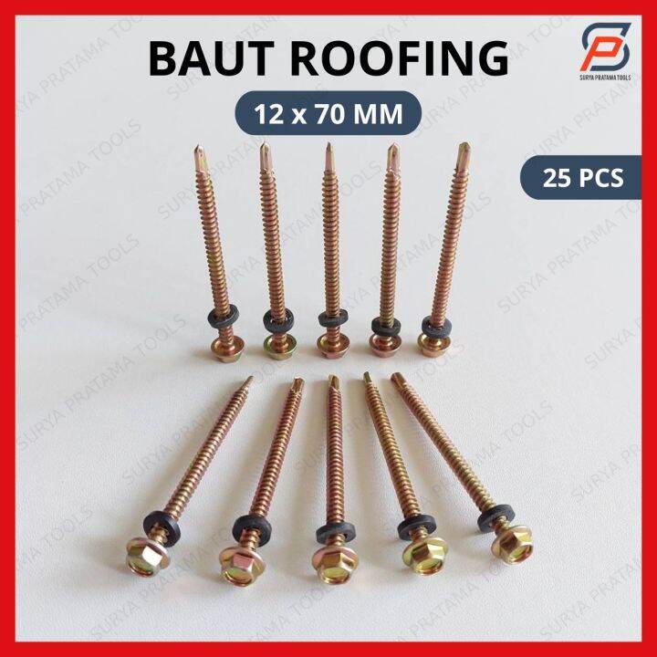 BAUT RANGKA BAJA RINGAN 12x70 ISI 25 PCS SKRUP SEKRUP ROOFING SDS 12 x ...