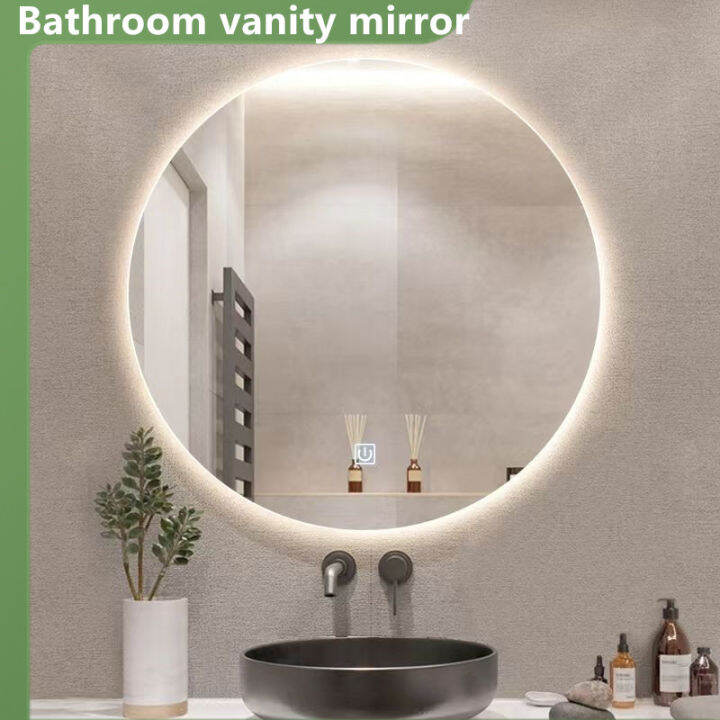 bathroom mirror with smart touch vanity round hotel makeup restroom ...