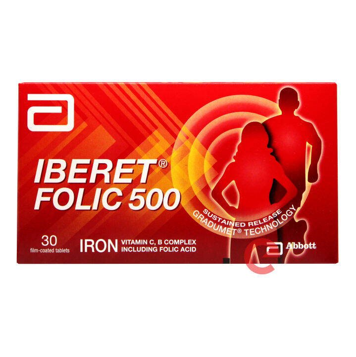 Iberet Folic 500 Film Coated Tablet 30s (Iron, Vitamin C, B Complex ...