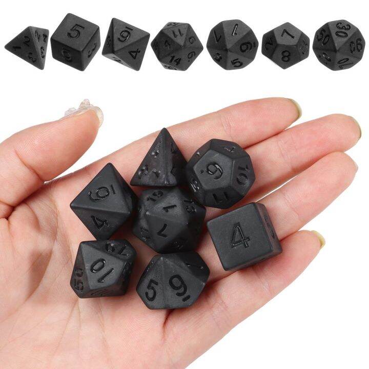 【COD&Ready Stock】7Pcs/Set Polyhedral Black Dice Set Game Dice For TRPG DND Accessories For Board ...