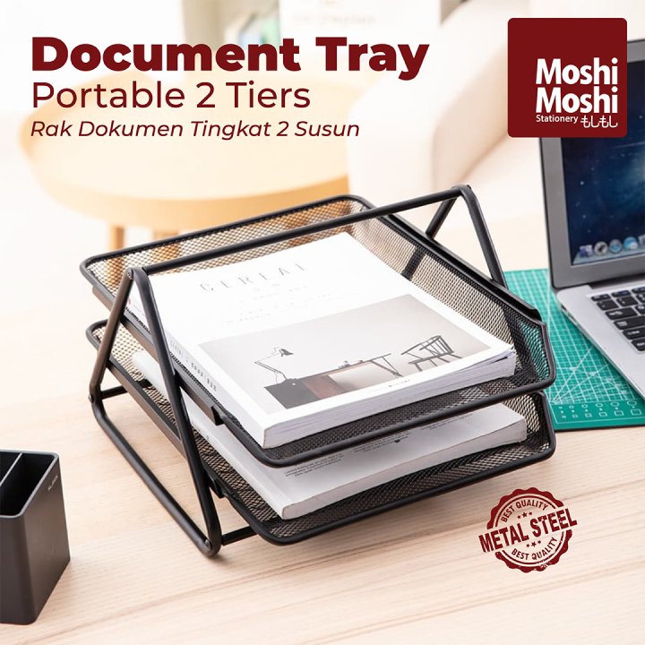 Document Tray Desk Storage Rak Kertas File Dokumen 2 Susun Jaring Besi ...