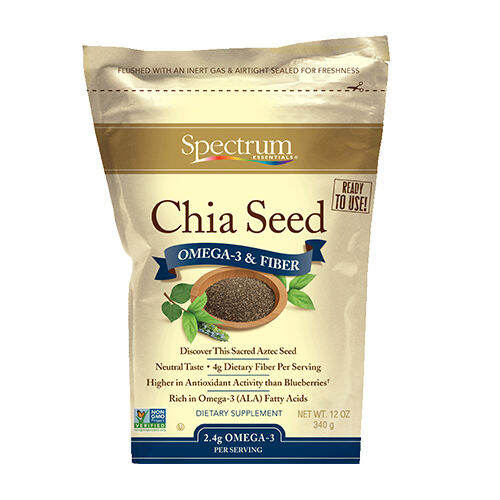 Spectrum Organic WHOLE Chia Seed (Organic and Raw) Omega 3 and Fiber ...