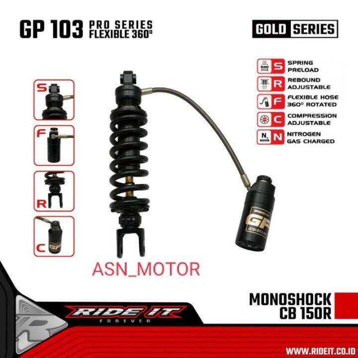 Monoshock tabung pisah Fleksibel CB 150 R, CBR 150 RIDE IT GP 103 Gold Series Black Series ...