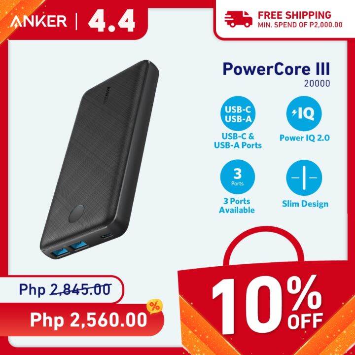 Anker PowerCore III Powerbank 20000mAh Light Weight Portable Charger ...