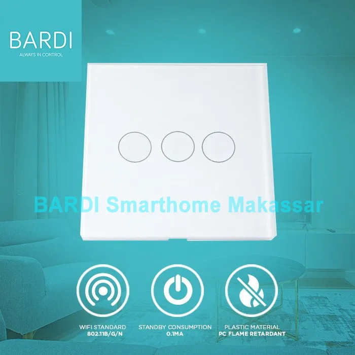 BARDI Smart Wall Switch EU 3 Gang White Saklar Lampu Stop Kontak WiFi ...