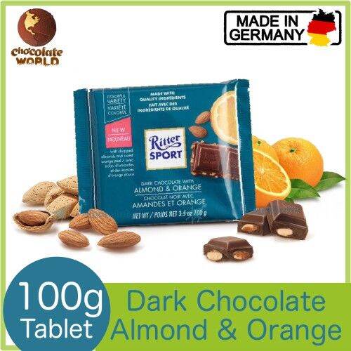 Ritter Sport Dark Almond & Orange Chocolate Bar 100g (Made in Germany ...