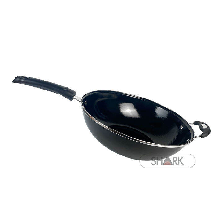 Enamel Single Handle Frying Wok 34cm/36cm / THICK Single Handle ...