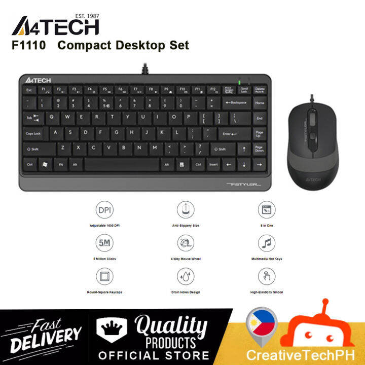 A4TECH F1110 Compact Desktop Set Mouse and Keyboard Combo (BLACK ...
