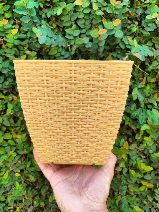 Gold Rattan Pot 1PC. (6 Inches x 6.5 Inches) Best for Indoor Outdoor ...