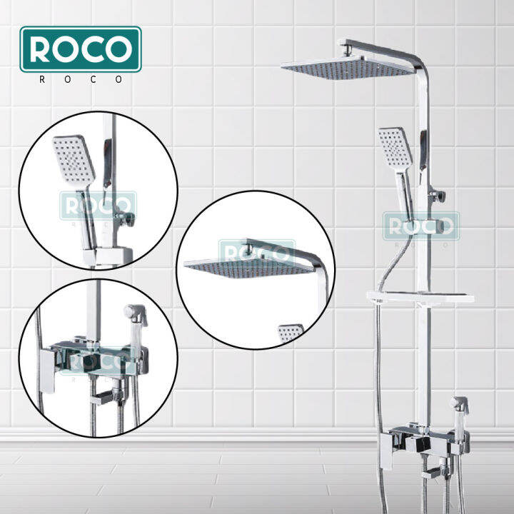 ROCO Silver Color Rain Shower Head Mixer With High Pressure Handheld ...