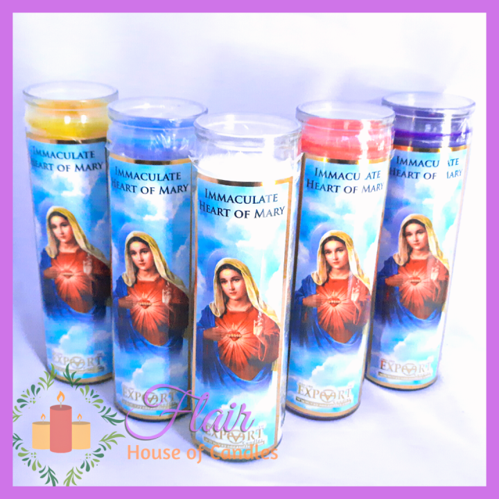 Flair Immaculate Heart of Mary Long Glass Candle Smokeless Altar Prayer ...
