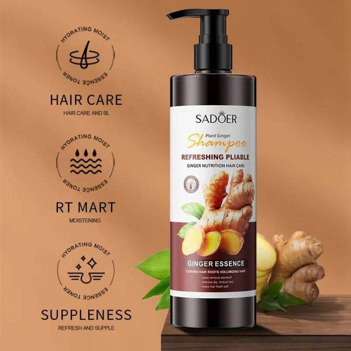 Sadoer Ginger Shampoo Anti-Hair Loss Refreshing and Flexible Anti-Dandruff Oil Control 500ML ...