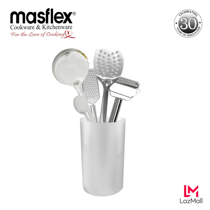 Masflex Limited Edition 6 piece Stainless Steel Utensil Set in White ...