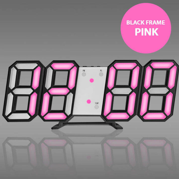 3D LED Digital Clock Big Large Snooze Desk Alarm Bedroom Hanging Wall ...