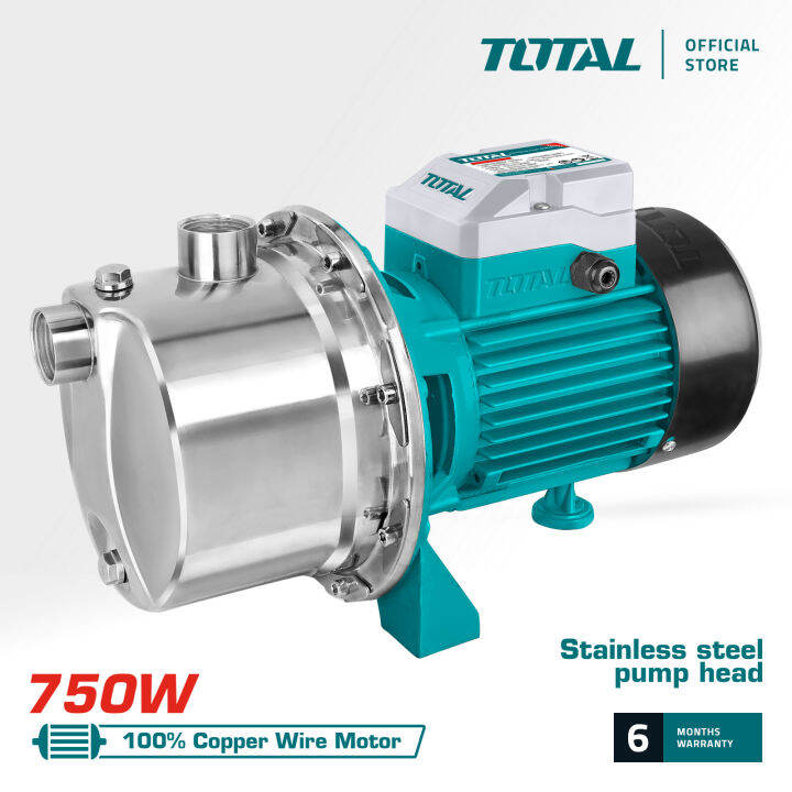 TOTAL Water Pump (750W, 1.0HP), Stainless Steel Self-Priming Jet w ...