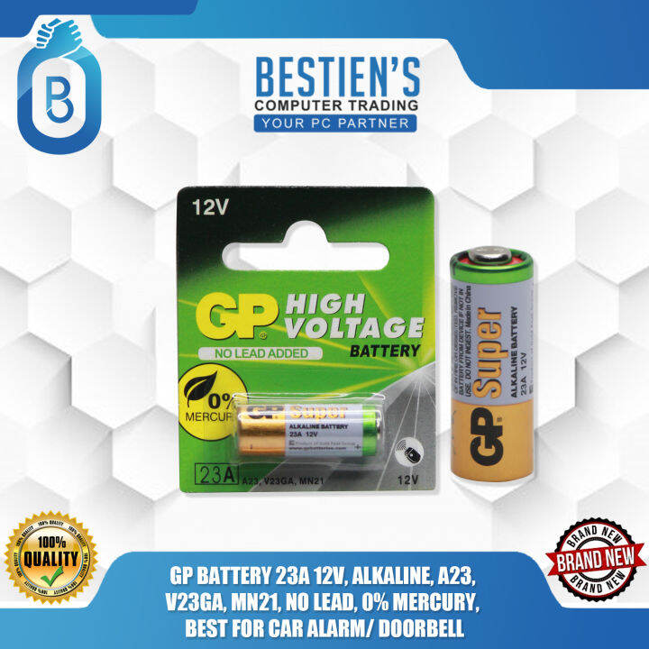 GP BATTERY 23A 12V, ALKALINE, A23, V23GA, MN21, NO LEAD, 0% MERCURY ...