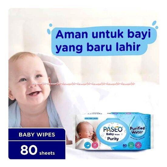 Paseo Baby Wipes Purity 80pcs Purified Water Non Parfum Tissue Basah ...