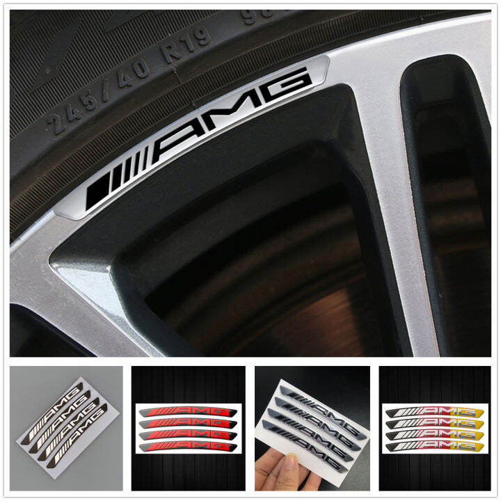 4PCS/set Car Decal Sticker Aluminum Wheels Rims Racing Sticker for AMG ...