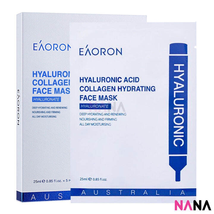 Eaoron Hyaluronic Acid Collagen Hydrating Face Mask (5 Sheets/ Box ...