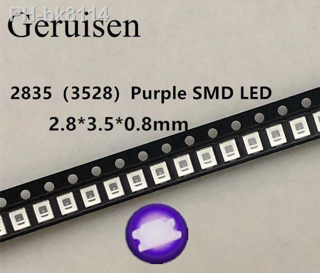 100PCS 2835 3528 SMD UV LED Purple Lamp Bead 395 - 410nm Ultraviolet Light-emitting Diodes Ultra ...