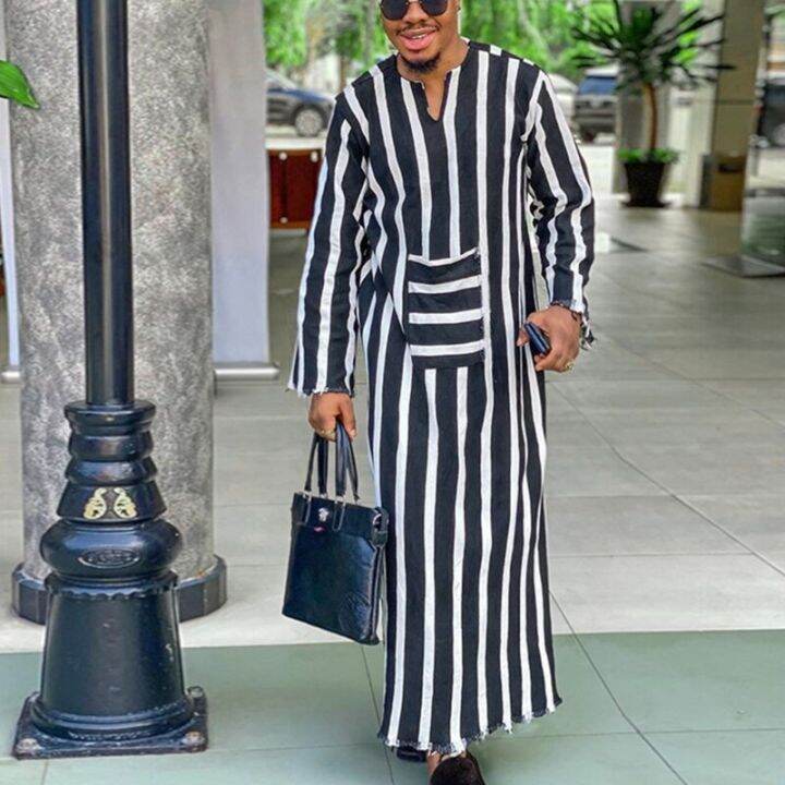 Mens Muslim Robes Long Sleeve Islamic Middle East Dubai Thobe Saudis ...