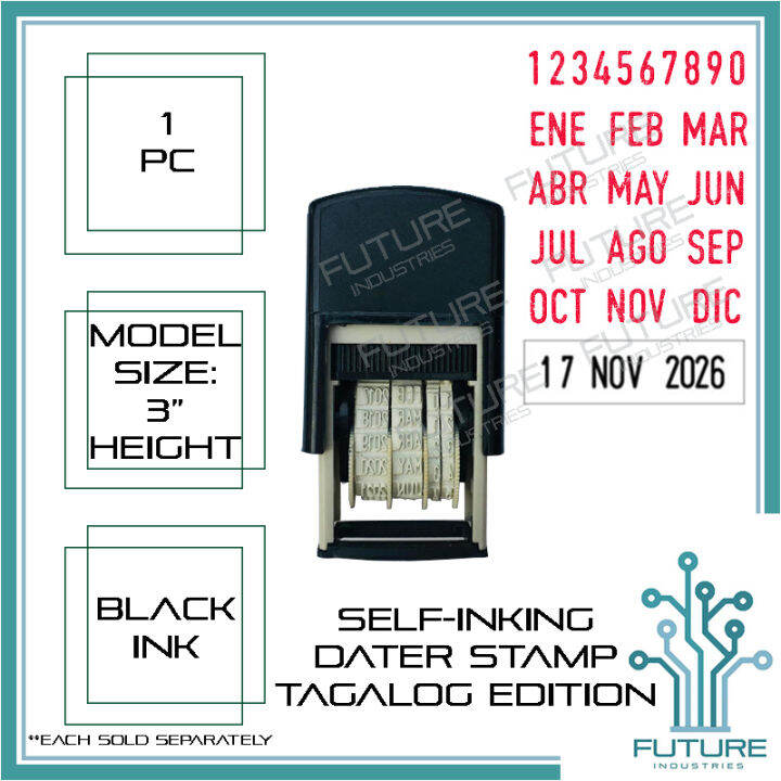 Stamp Self-Inking Adjustable Stamp Dater Stamp Built-In Ink Pad 4mm ...