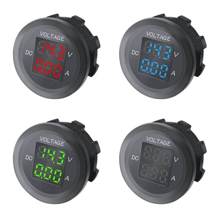LED Digital Voltage Tester Current Detector Round Dual Display Panel ...