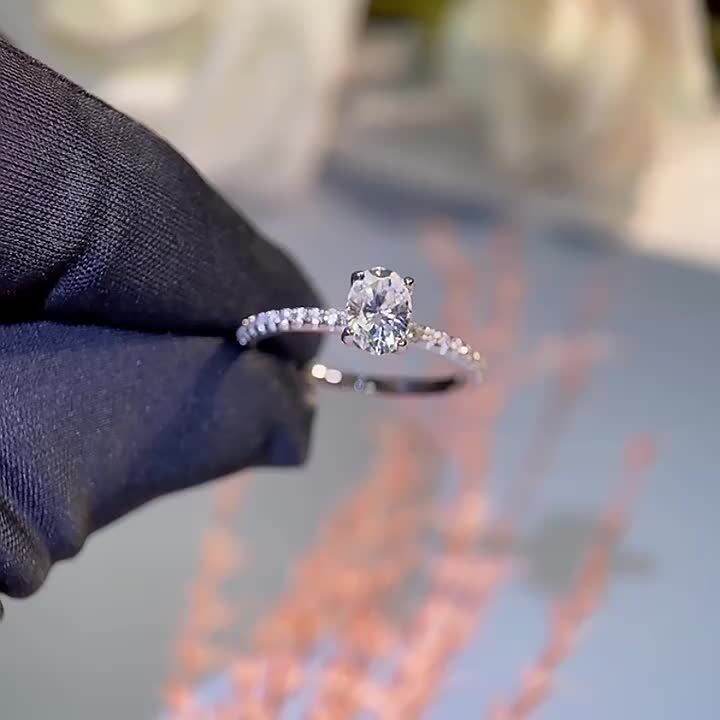 925 Sterling Silver Women's Big Diamond Proposal Diamond Ring Shaped ...