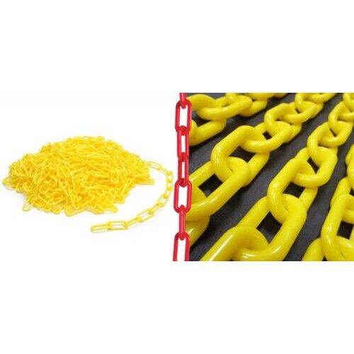 Yellow Red Plastic Safety Chain 6 mm x 1.5 Meter Link Warning Barrier ...