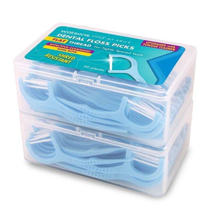 WATSONS Wide Bow Flat Thread Dental Flossers 50's x 2 | Lazada PH