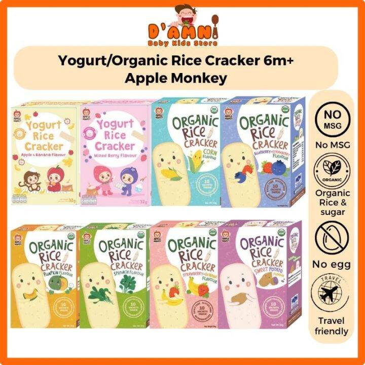 Kids & Baby Travel Food Snacks Apple Monkey Organic/Yogurt Rice Cracker ...