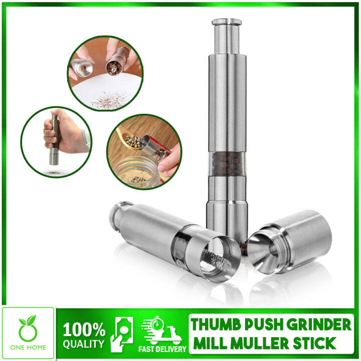 New Arrival Stainless Steel Thumb Push Salt Pepper Spice Sauce Grinder ...