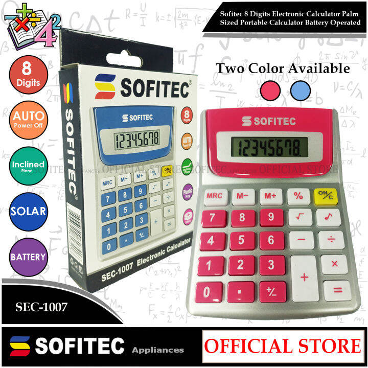 Sofitec 8 Digits Colored Electronic Calculator SEC-1007 with Free ...
